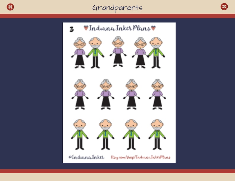 Grandparents Day Stickers, Stick People, Planner Stickers, Scrapbooking ...