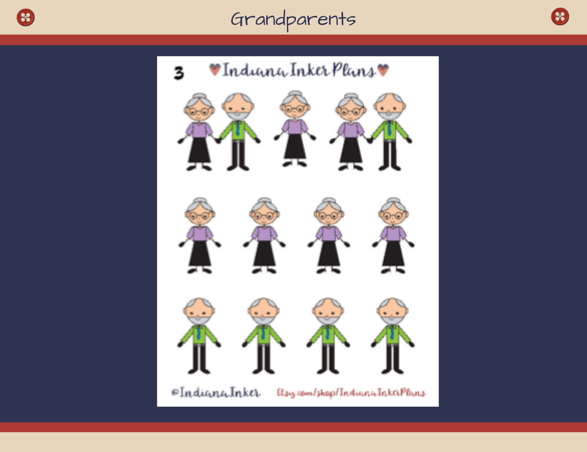 Grandparents Day Stickers, Stick People, Planner Stickers, Scrapbooking ...