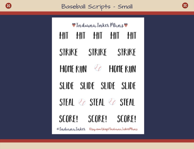 Baseball Script Stickers, Baseball Bat Dividers, Hit, Score, Strike ...