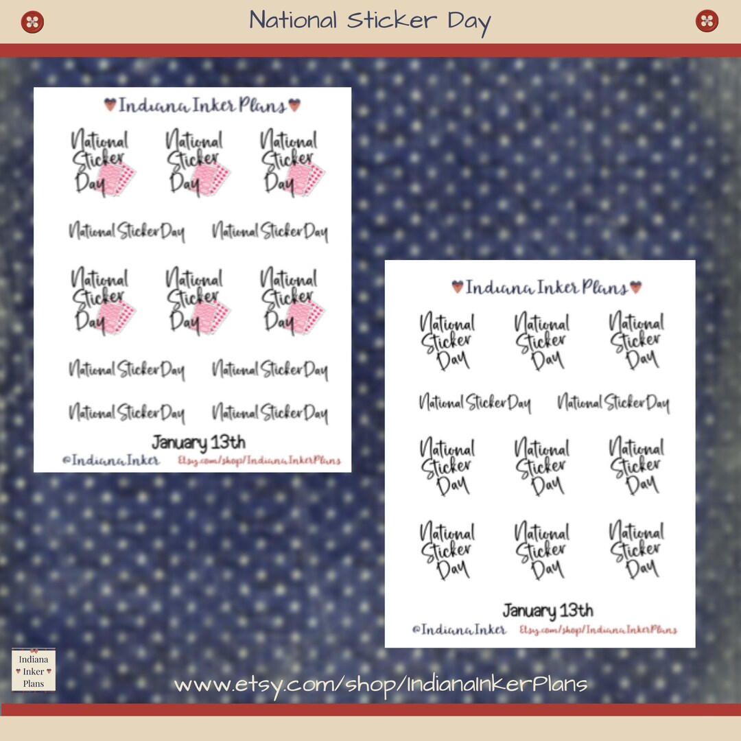 National Sticker Day Planner Stickers, Black Script, Decorative ...