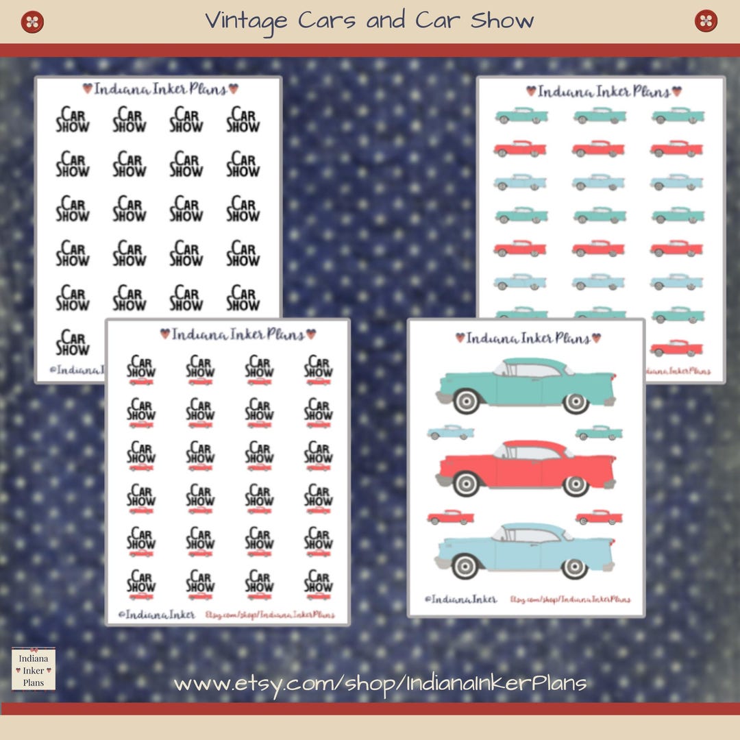 Car Show, Vintage Cars Sticker Sheets, Decorative Planning ...