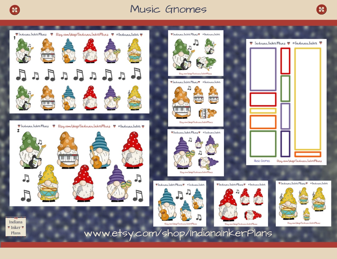 Music Gnomes Stickers, Planner Mini Kit, Deco, Colorful Boxes ...