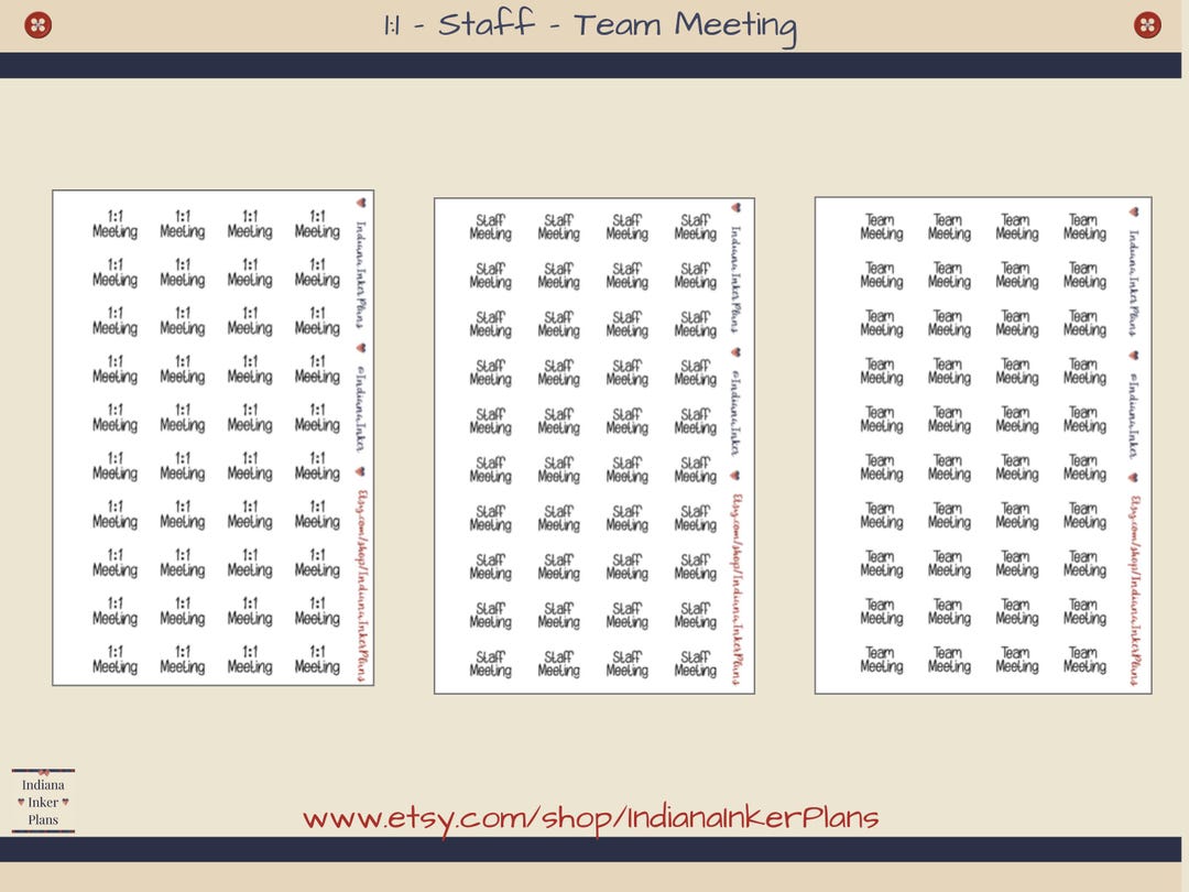 1:1 , Staff, Team Meeting Stickers, Decorative Planning, Journaling ...