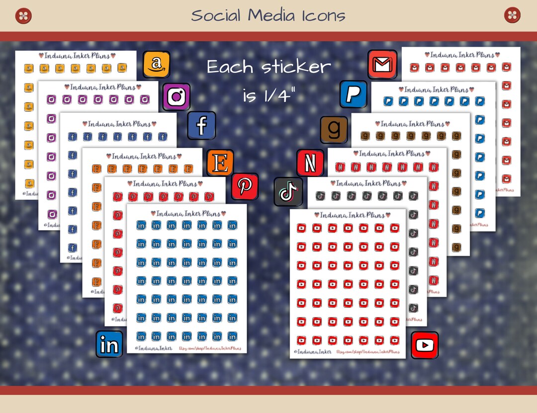 Social Media Icon Stickers - Etsy