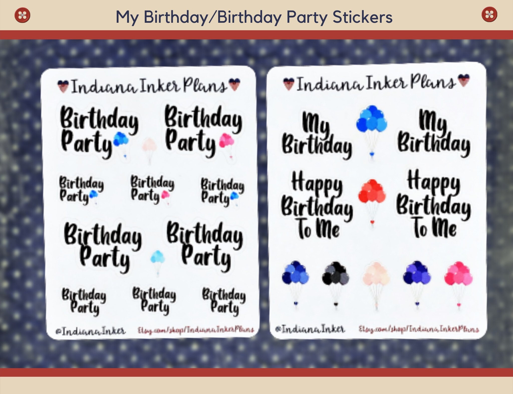 Stickers Balloons Birthday Party Planner Stickers My Birthday Stickers ...