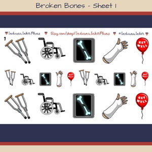 Broken Bone Stickers, Cast, Crutches, Wheelchair, Get Well, Medical - Etsy