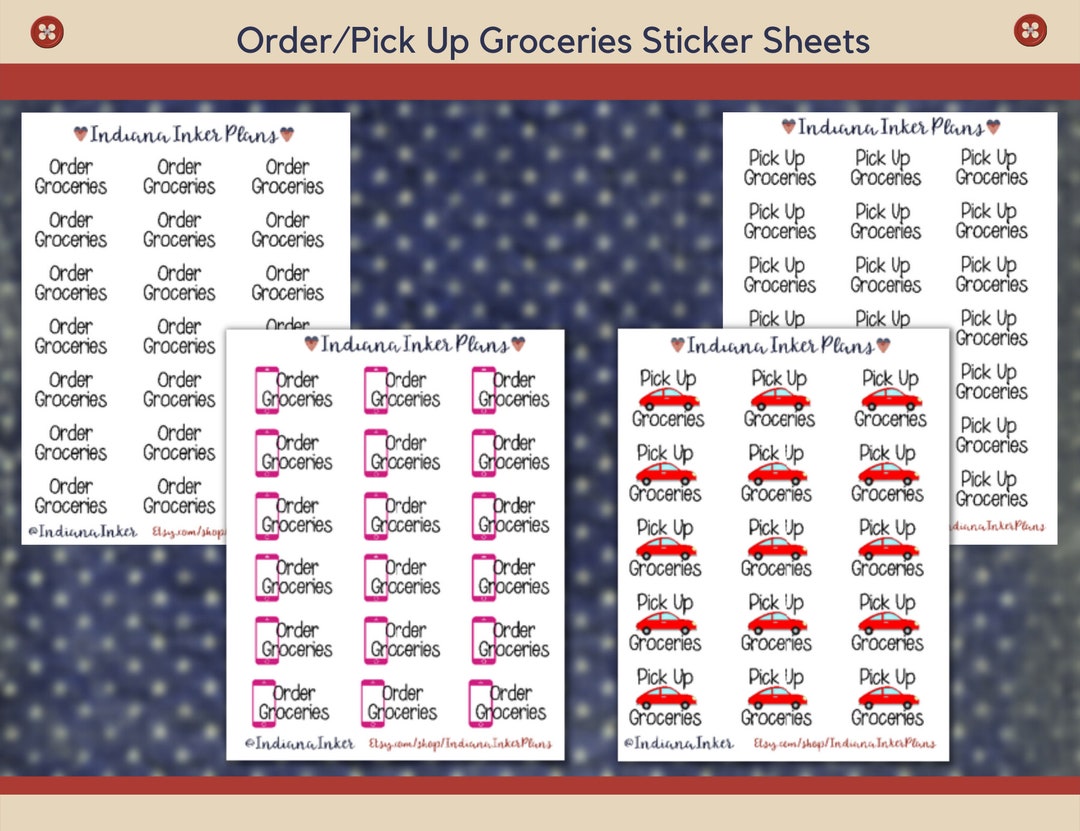 Order Groceries, Pick up Groceries Script Stickers, Scrapbooking ...