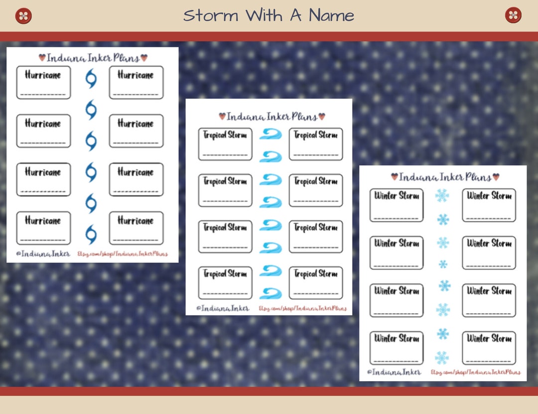 Storm With A Name Stickers, Planner Stickers, Scrapbooking, Black ...