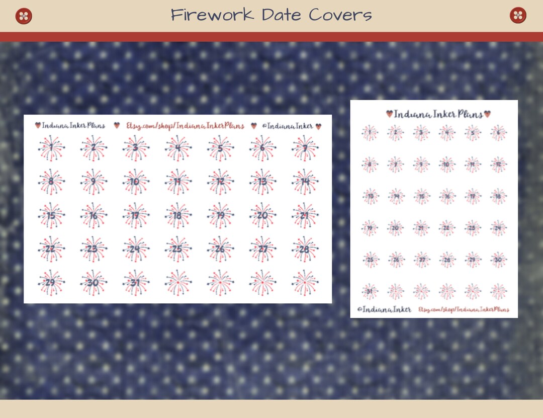 Fireworks Date Covers Stickers, Classic, Mini, Decorative Planning ...