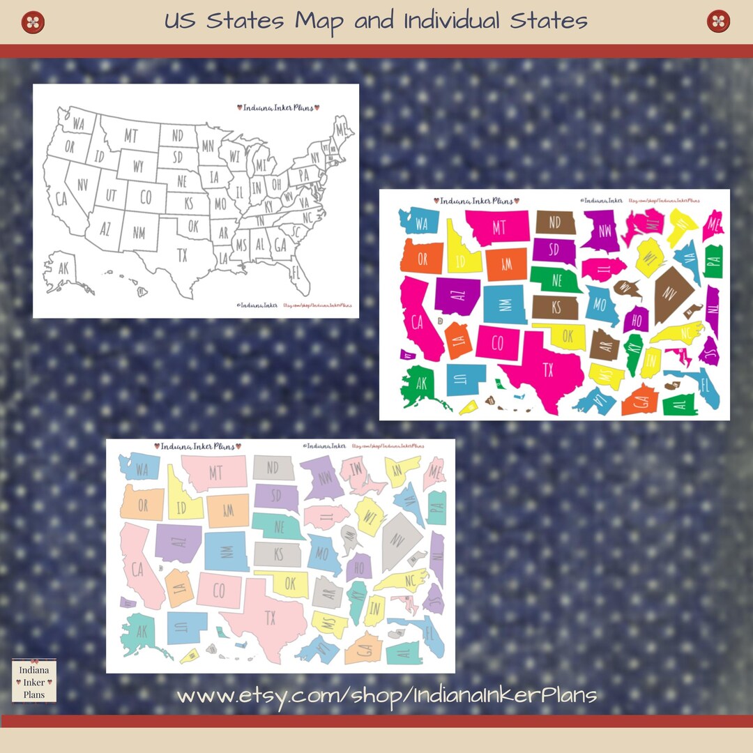 Large Map of the United States Sticker, Planner Stickers, Scrapbooking ...
