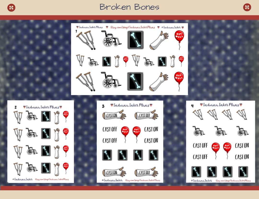 Broken Bone Stickers, Cast, Crutches, Wheelchair, Get Well, Medical - Etsy