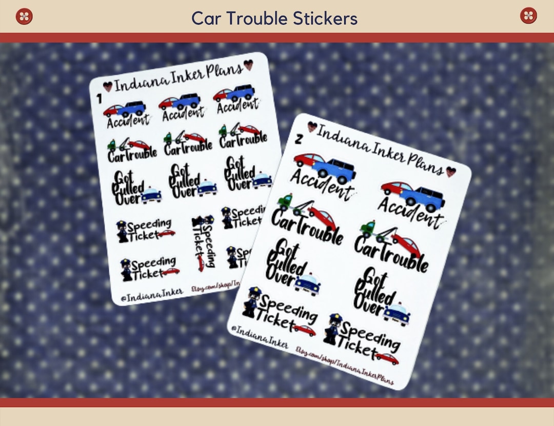 Car Accident Sticker Car Trouble Got Pulled Over Speeding - Etsy