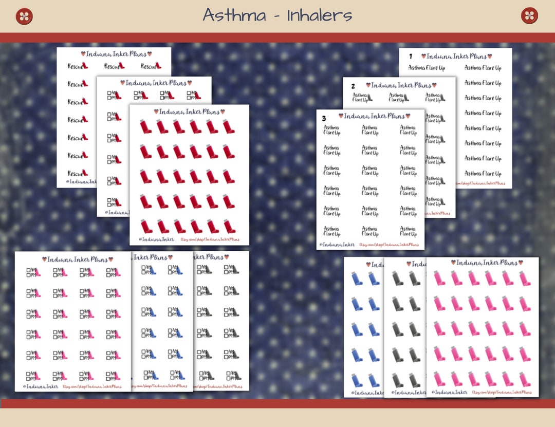 Asthma Stickers, Inhaler Stickers, Rescue Inhaler, Medical, Planner ...