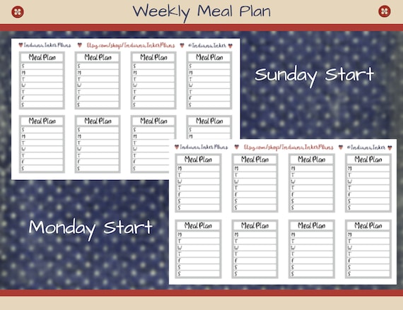 Meal Plan Stickers Weekly Meal Planning Planner Stickers - Etsy