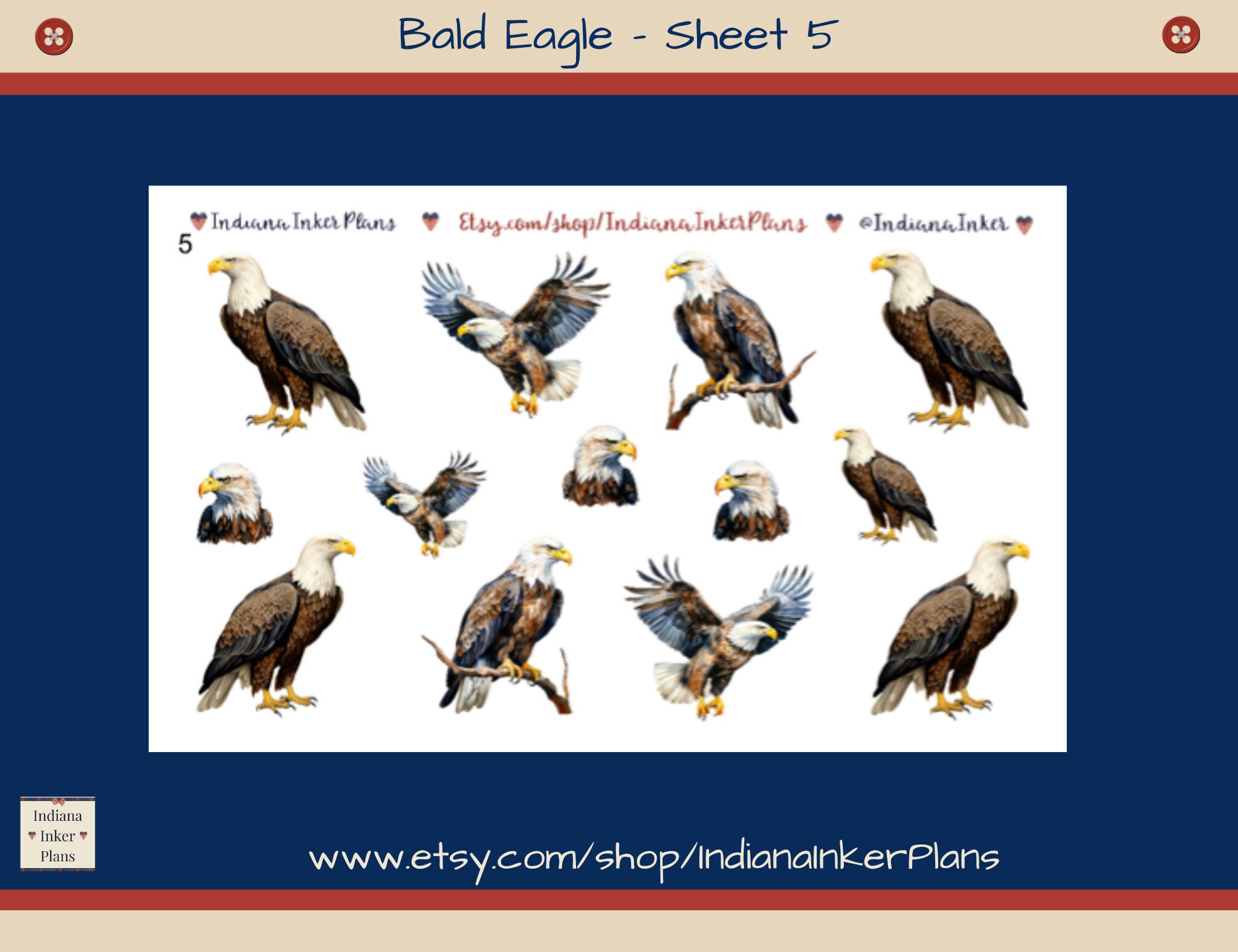 Bald Eagle Stickers, Planner Stickers, Decorative Planning, Journaling ...