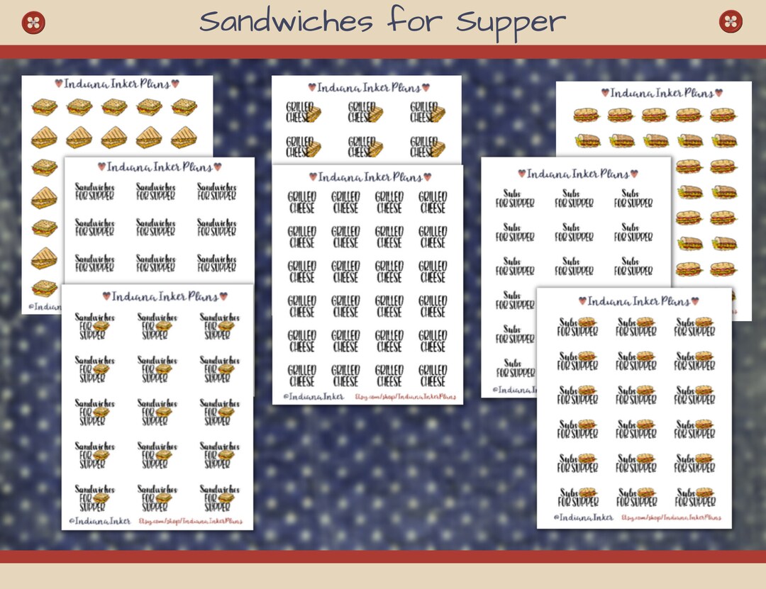 Subs for Supper Stickers, Sandwiches for Supper, Grilled Cheese ...