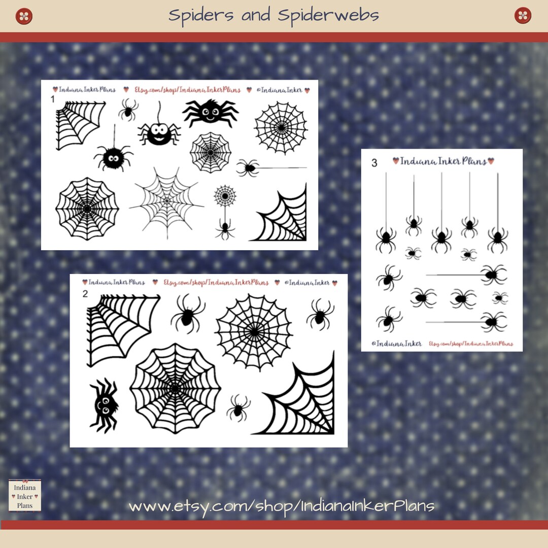 Spiders and Spiderwebs Stickers, Halloween - Etsy
