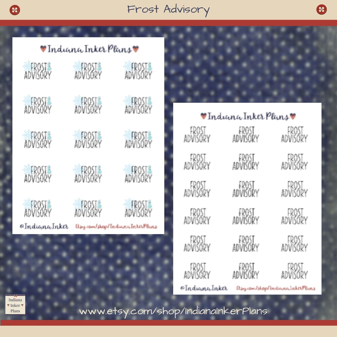 Frost Advisory Stickers, Weather Icon Stickers, Planner Stickers, Black ...