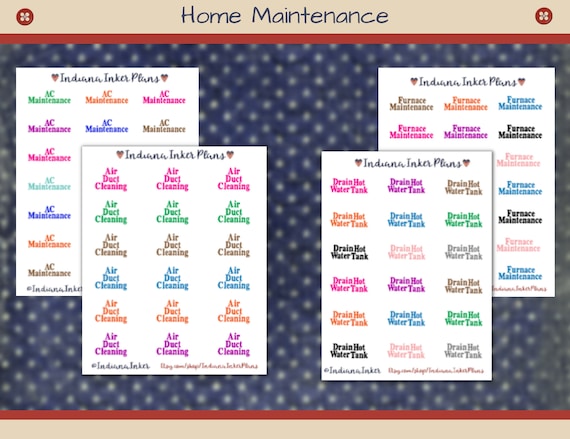 Home Maintenance Stickers Clean Duct Work Furnace - Etsy