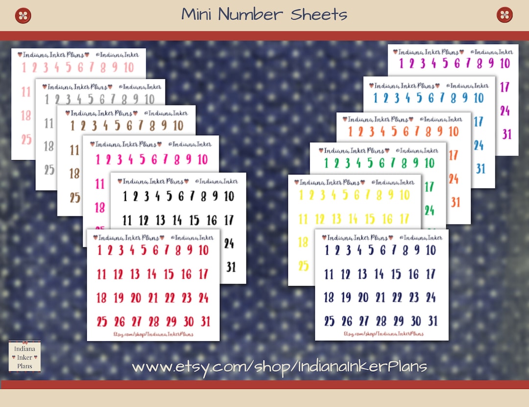 Small Number Stickers Set, Calendar Stickers, Functional Stickers ...