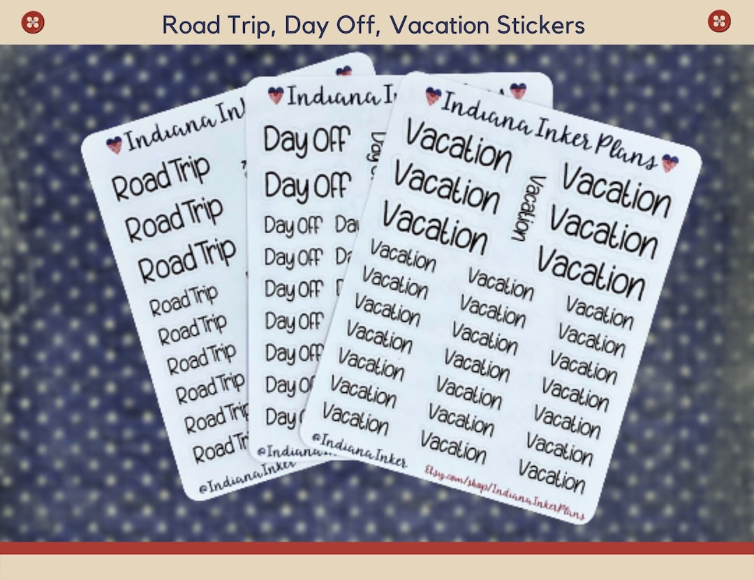 Day off Stickers, Vacation Stickers, Road Trip Stickers, Planner ...