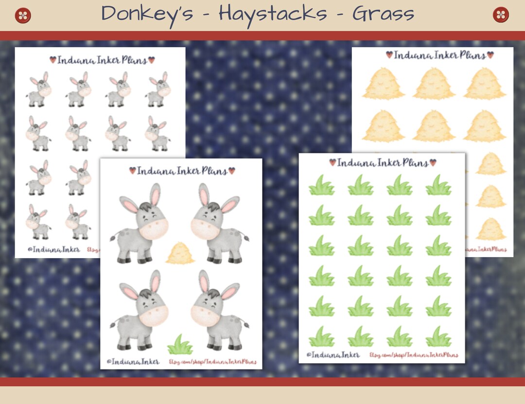 Donkey Stickers, Haystacks, Grass, Barnyard Animals, Farm Life, Planner ...