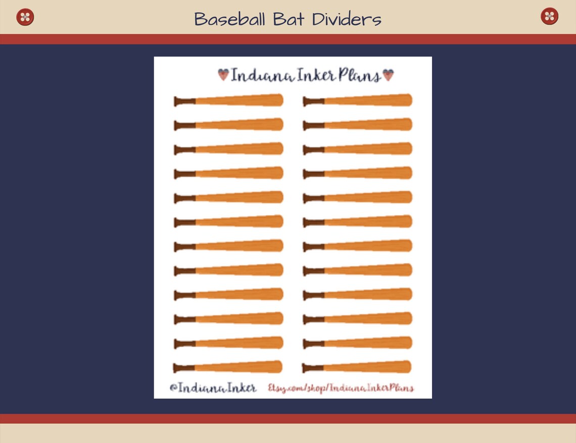 Baseball Script Stickers, Baseball Bat Dividers, Hit, Score, Strike ...