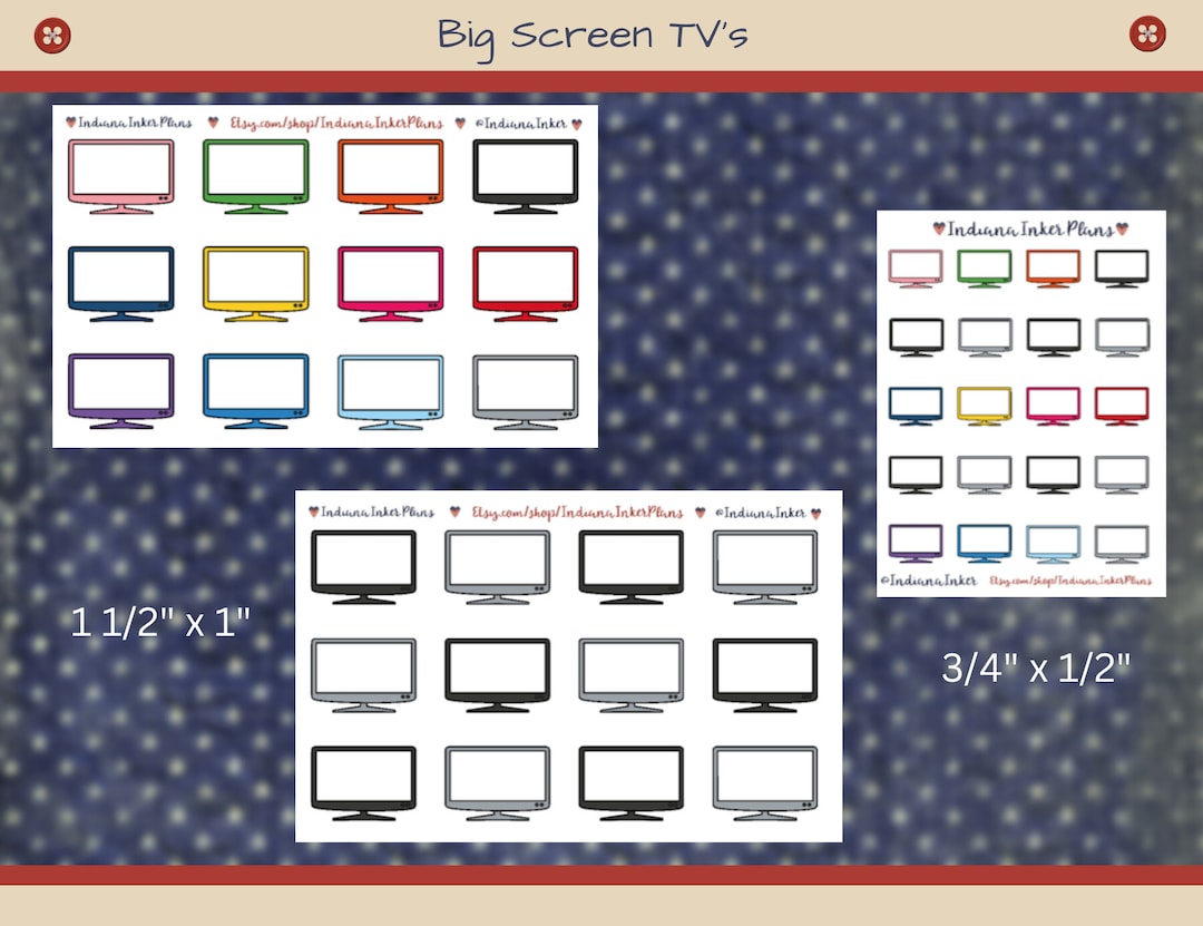 Big Screen TV Planner Stickers, Large Big Screen TV Stickers, Small ...