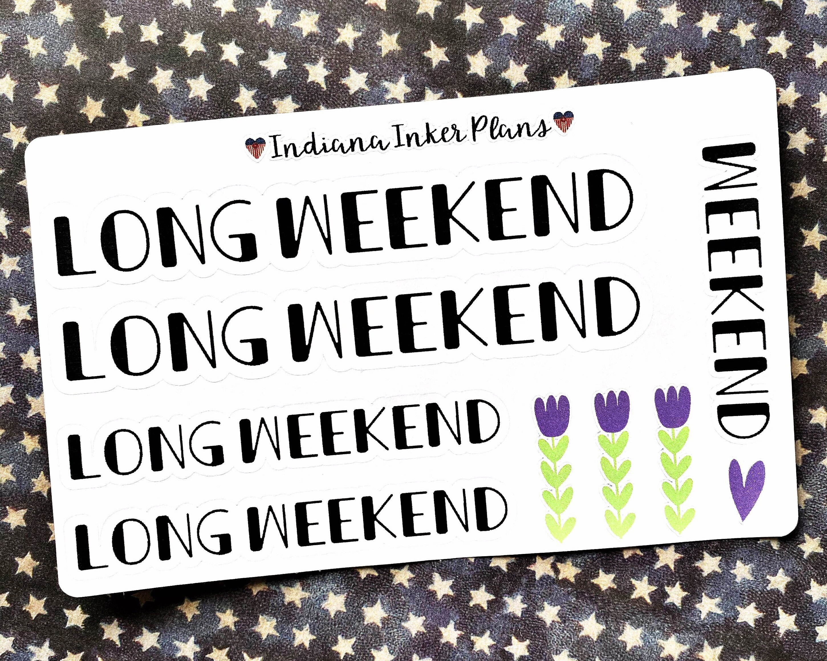 Long Weekend Getaway Planner Stickers Black Script Stickers | Etsy