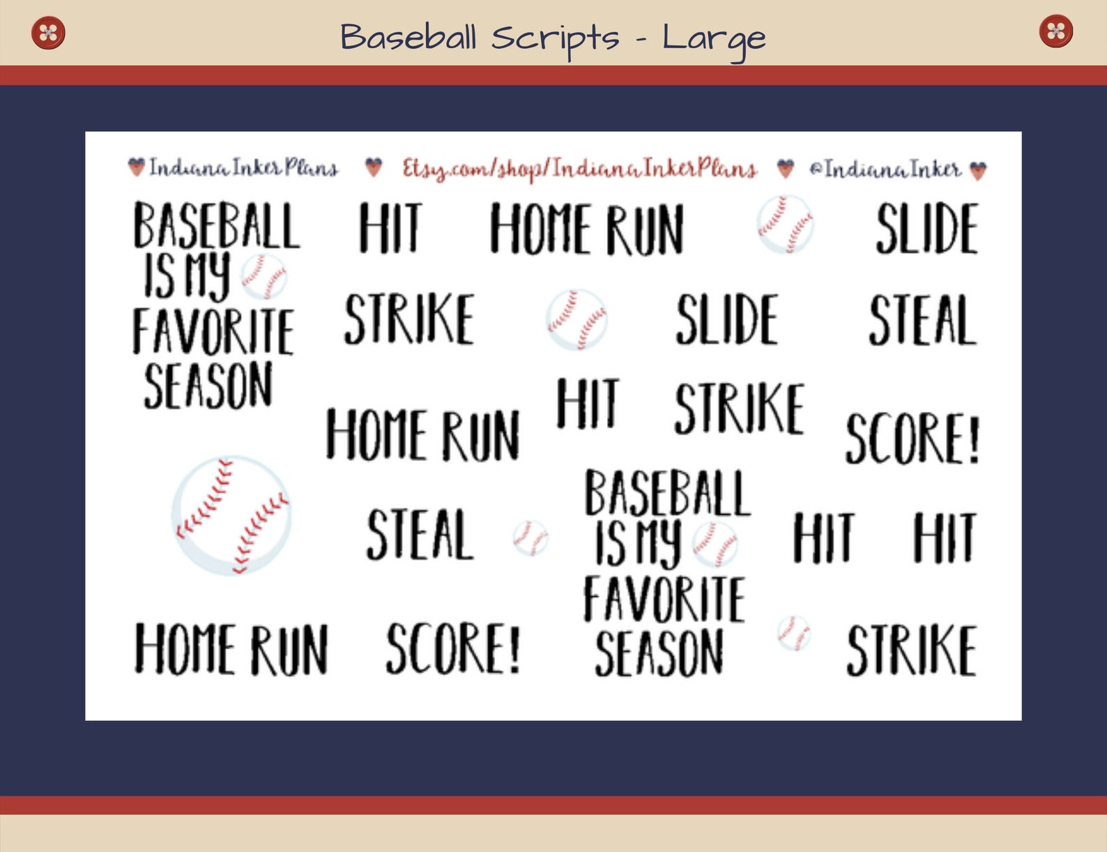 Baseball Script Stickers, Baseball Bat Dividers, Hit, Score, Strike ...