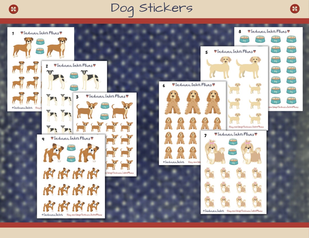 Dog Planner Stickers, Doggie Stickers, Pet Stickers, Dog Bowl ...
