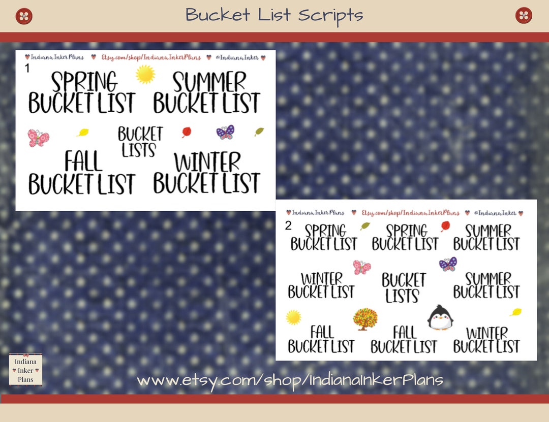 Seasonal Bucket List Stickers, Planning Stickers, Spring, Summer, Fall ...