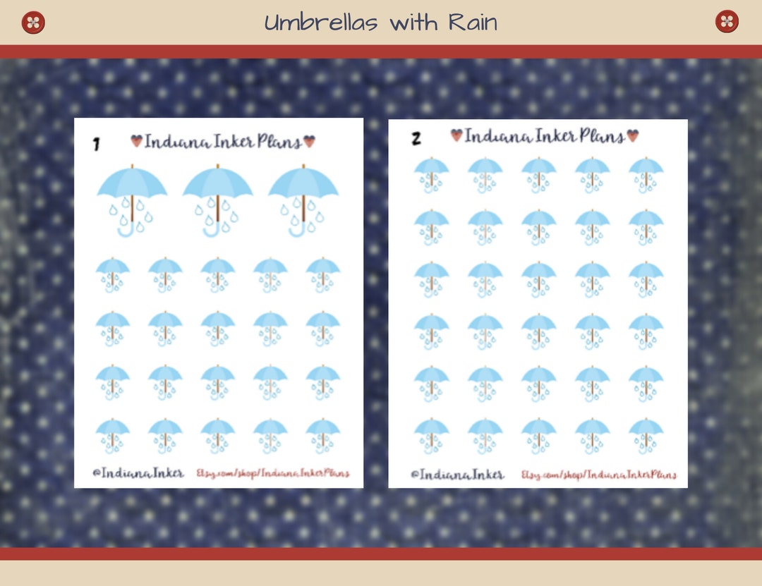 Umbrellas With Rain Stickers, Weather Stickers, Planner Stickers ...