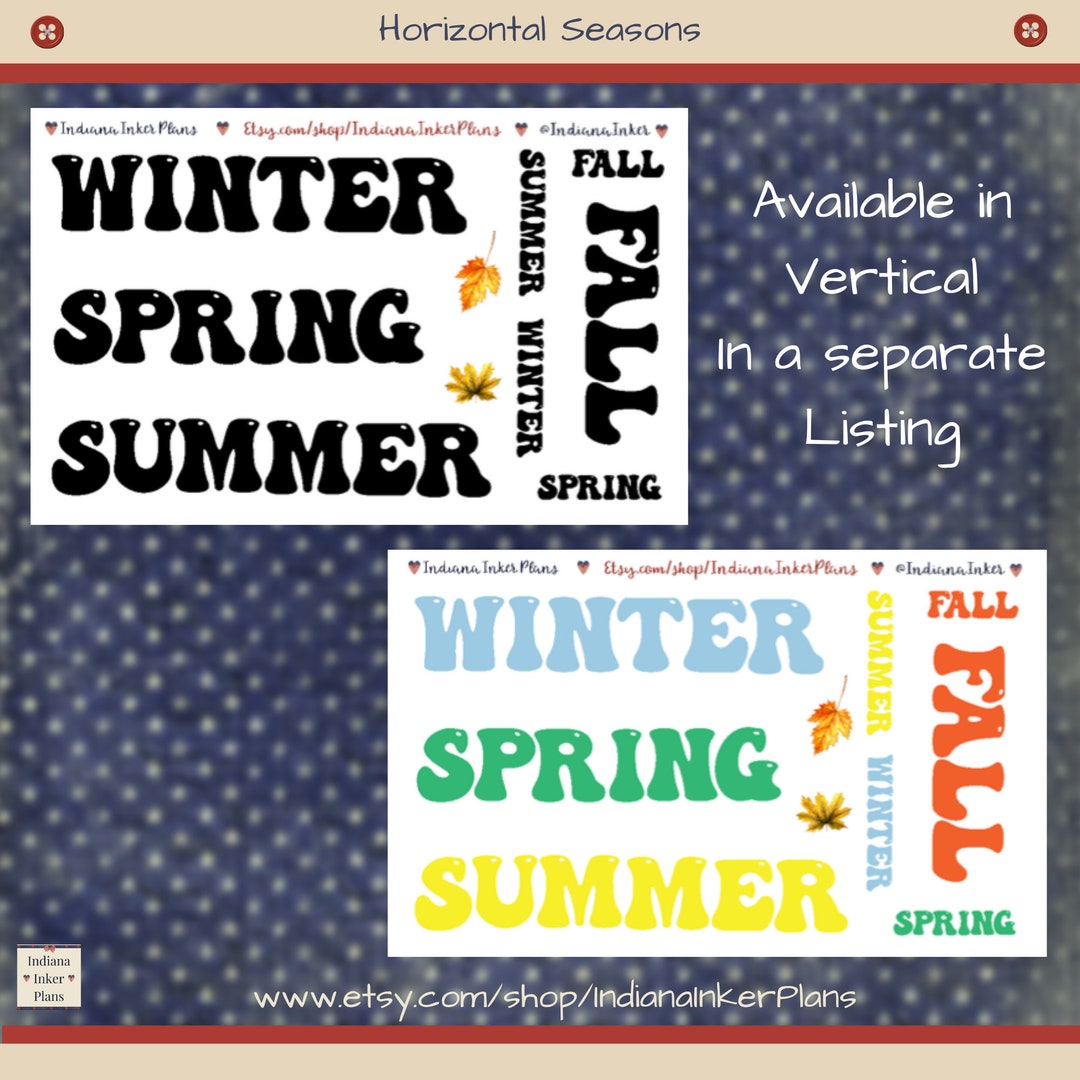 Horizontal Seasons Stickers, Spring, Winter, Summer, Fall - Etsy