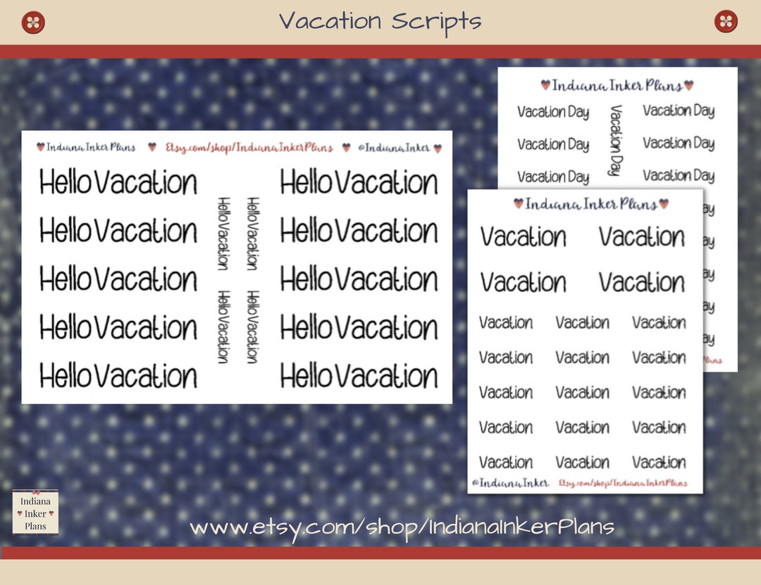 Hello Vacation Stickers, Planner Stickers, Vacation, Vacation Day ...