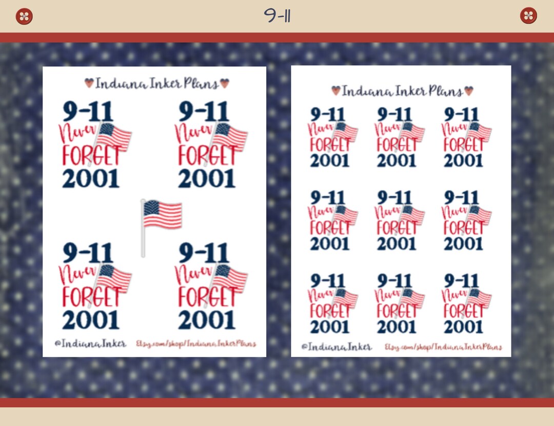 9-11 Stickers, Day of Remembrance, Patriot Day, Planner Stickers, Never ...