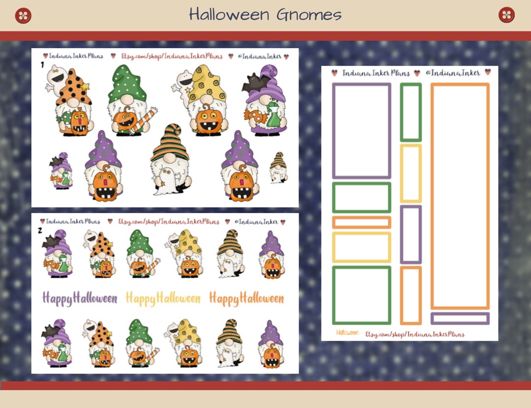 Halloween Gnomes Stickers, Planner Mini Kit, Deco, Colorful Boxes ...