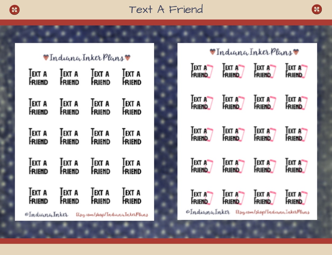 Text a Friend Script Sticker, Planner Stickers, Decorative Planning ...