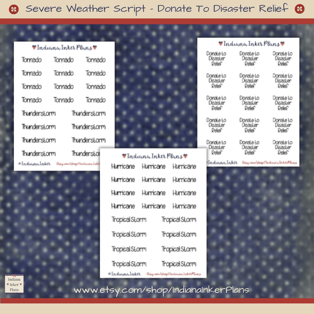 Hurricane, Tropical Storm, Tornado, Thunderstorm Script Stickers ...