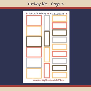 Turkey Planner Kit Stickers, Thanksgiving, Decorative Planning ...