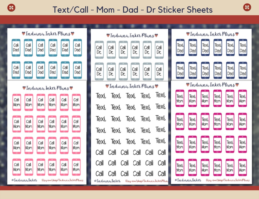 Cell Phone Icon Call Mom Stickers, Call Dad, Text Mom, Text Dad, Call ...