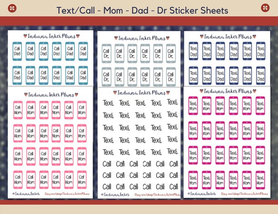 Cell Phone Icon Call Mom Stickers Call Dad Text Mom Text - Etsy