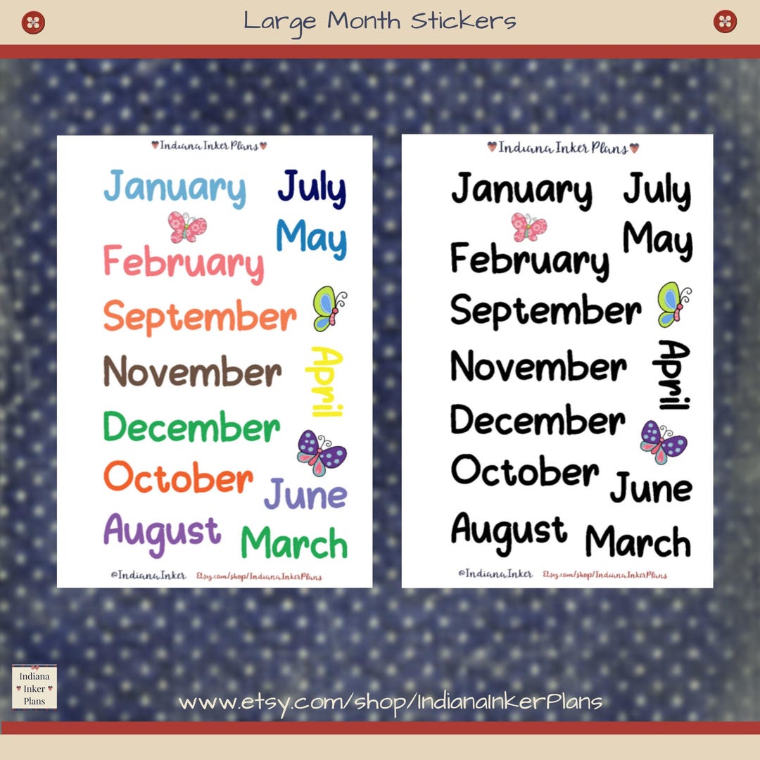 Large Month Stickers, Planner Stickers, Scrapbooking, Journaling ...