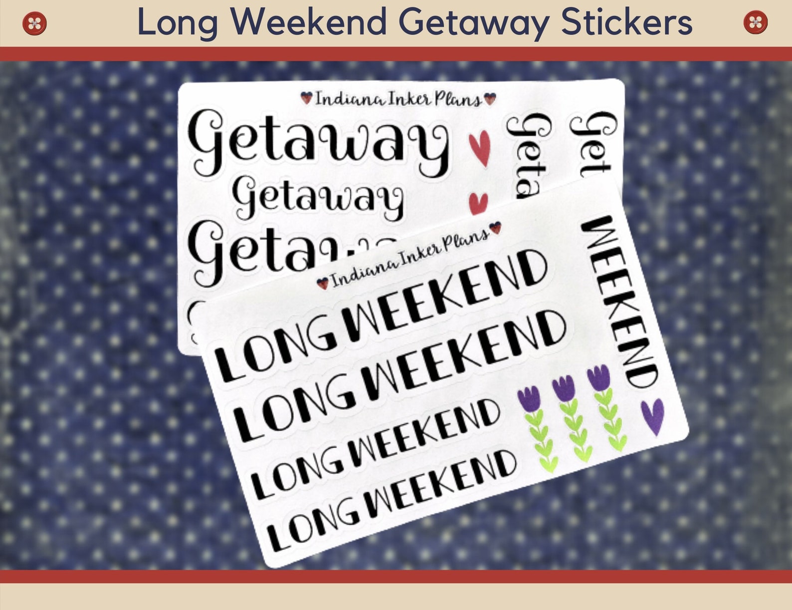 Long Weekend Getaway Planner Stickers Black Script Stickers | Etsy