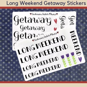 Long Weekend Getaway Planner Stickers Black Script Stickers - Etsy