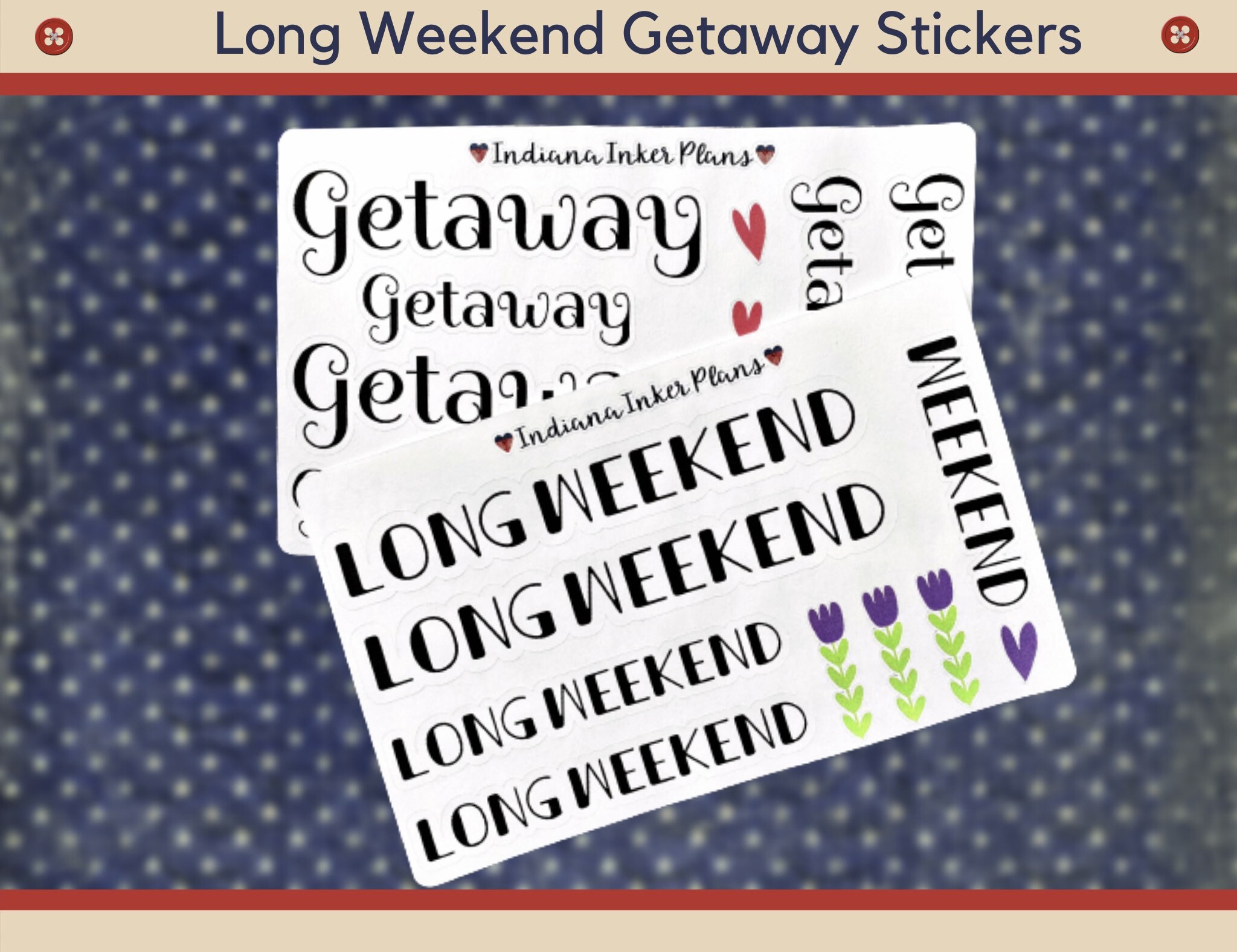 Long Weekend Getaway Planner Stickers Black Script Stickers | Etsy