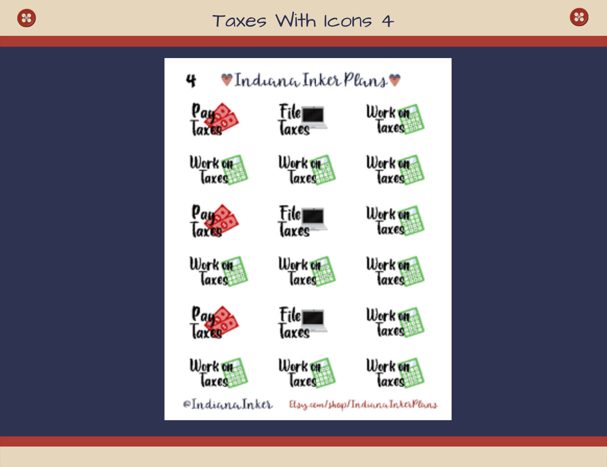 Taxes Stickers Planner Stickers Journaling Decorative - Etsy
