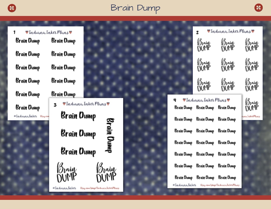 Brain Dump Stickers, Scrapbooking, Planner Stickers, Black Script ...