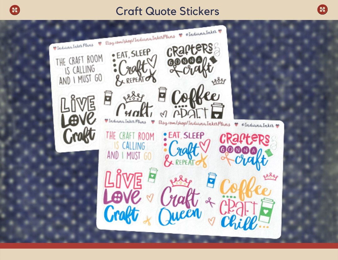 Craft Quotes Planner Stickers, Black Quote Stickers, Colorful Quote ...