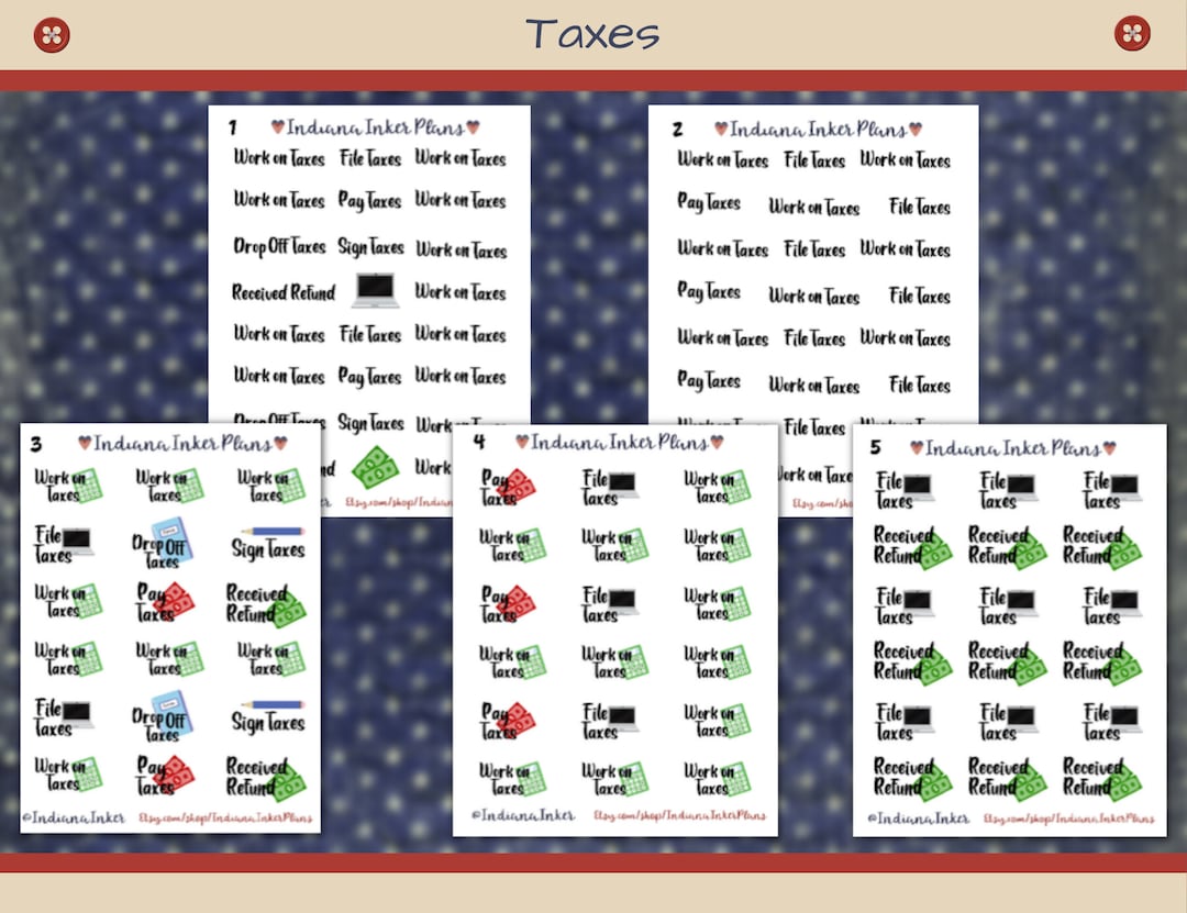Taxes Stickers, Planner Stickers, Journaling, Decorative Planning ...